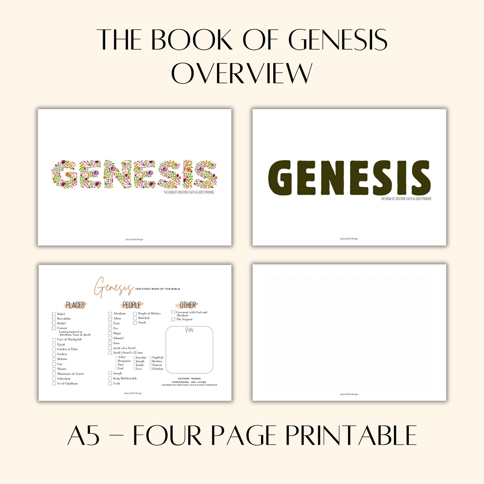 A5 BIBLE STUDY PRINTABLE - GENESIS OVERVIEW – Journal By Design