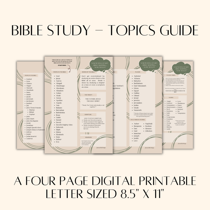 BIBLE JOURNALING "TOPICS GUIDE" - (LETTER) PRINTABLE – Journal By Design